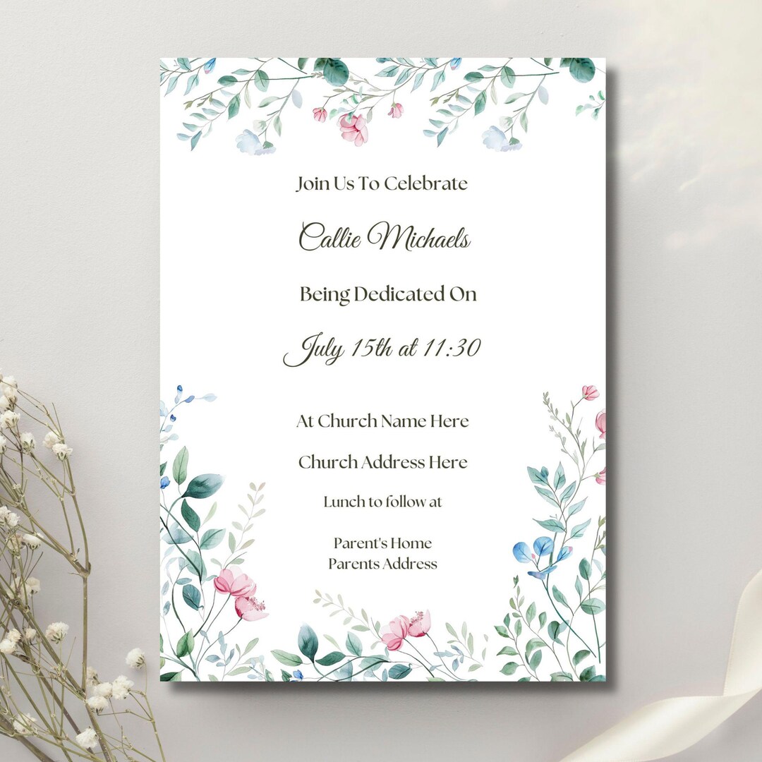 Baby Dedication Invitation-template-instant Download-editable Printable ...