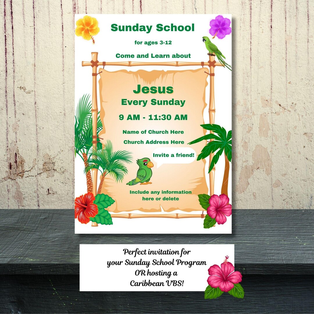 Sunday School Invitation-or VBS-INSTANT Download-5x7-editable-printable ...
