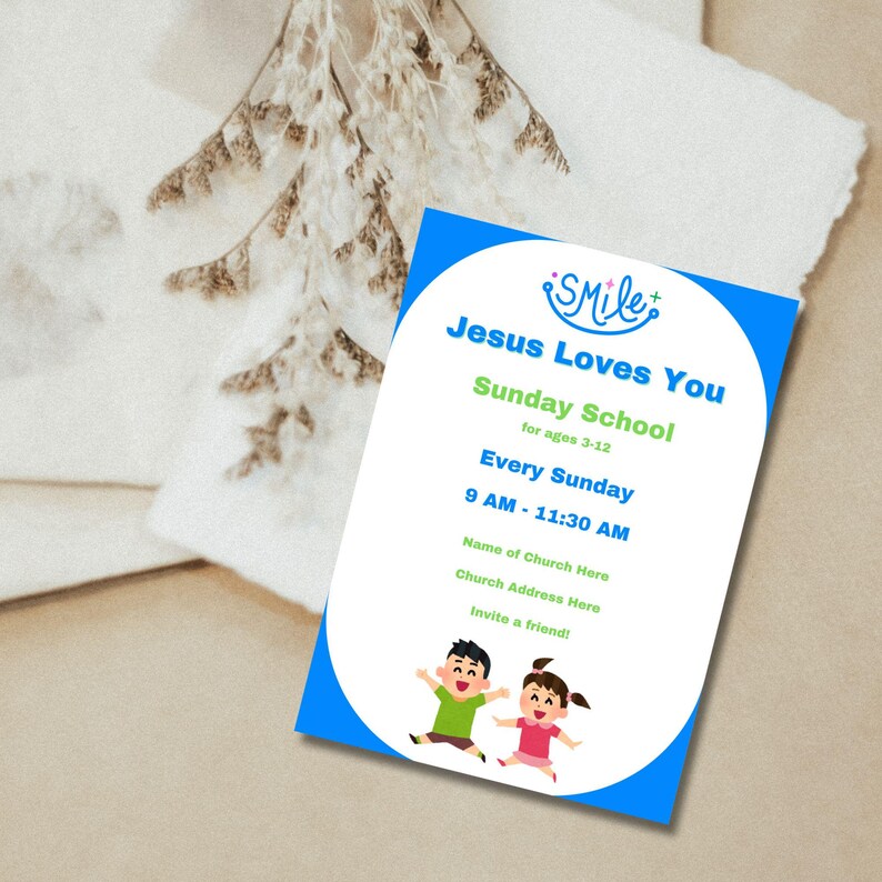 Sunday School Invitation-instant Download-5x7-editable-printable-church ...