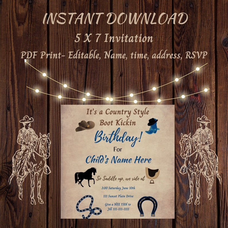 Boy's Southern Birthday Invitation-5x7-instant Download-editable ...