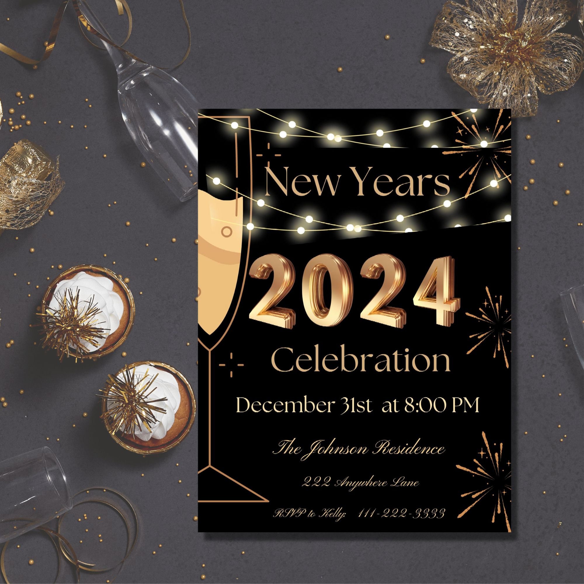 Editable-printable New Years Eve Party Invitation-5x7-instant Download ...