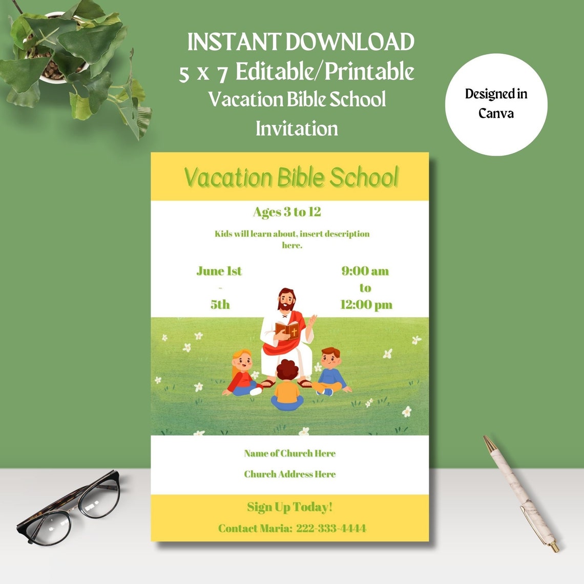 Vacation Bible School Invitation-instant Download-5x7-editable ...