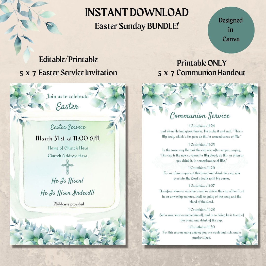 Easter Celebration Service Invitation-bundle-instant Download-christian ...