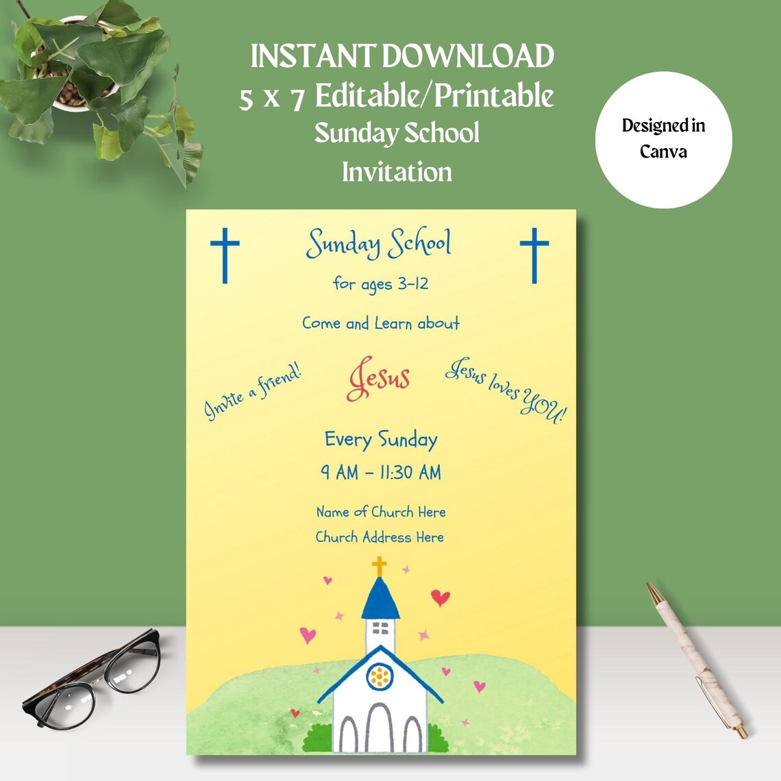 Editable Sunday School Invitation-instant Download-5x7-printable-vbs ...