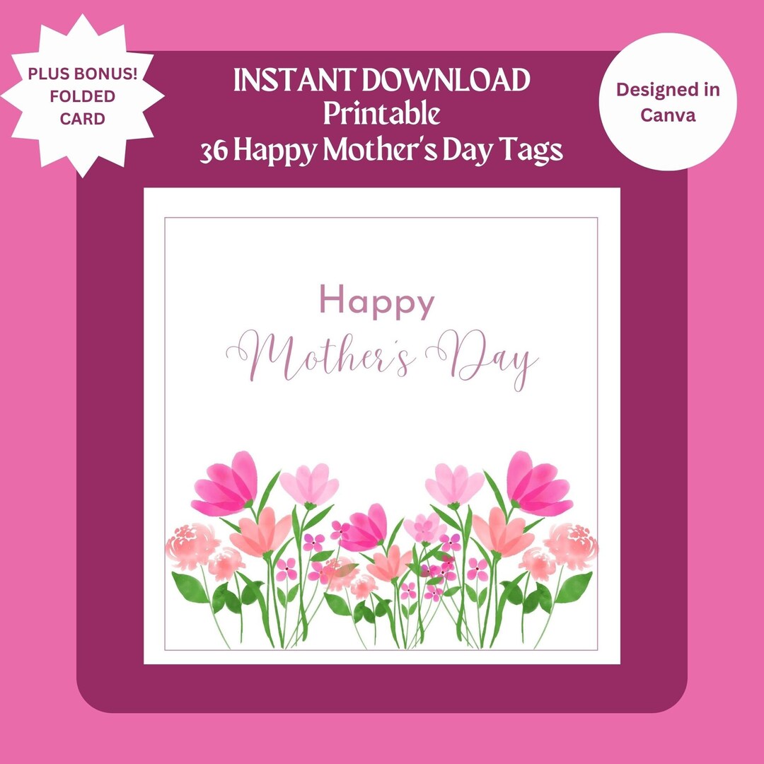 Printable Mother's Day Favor Tags-gift Tags Plus Matching Bonus-mother ...