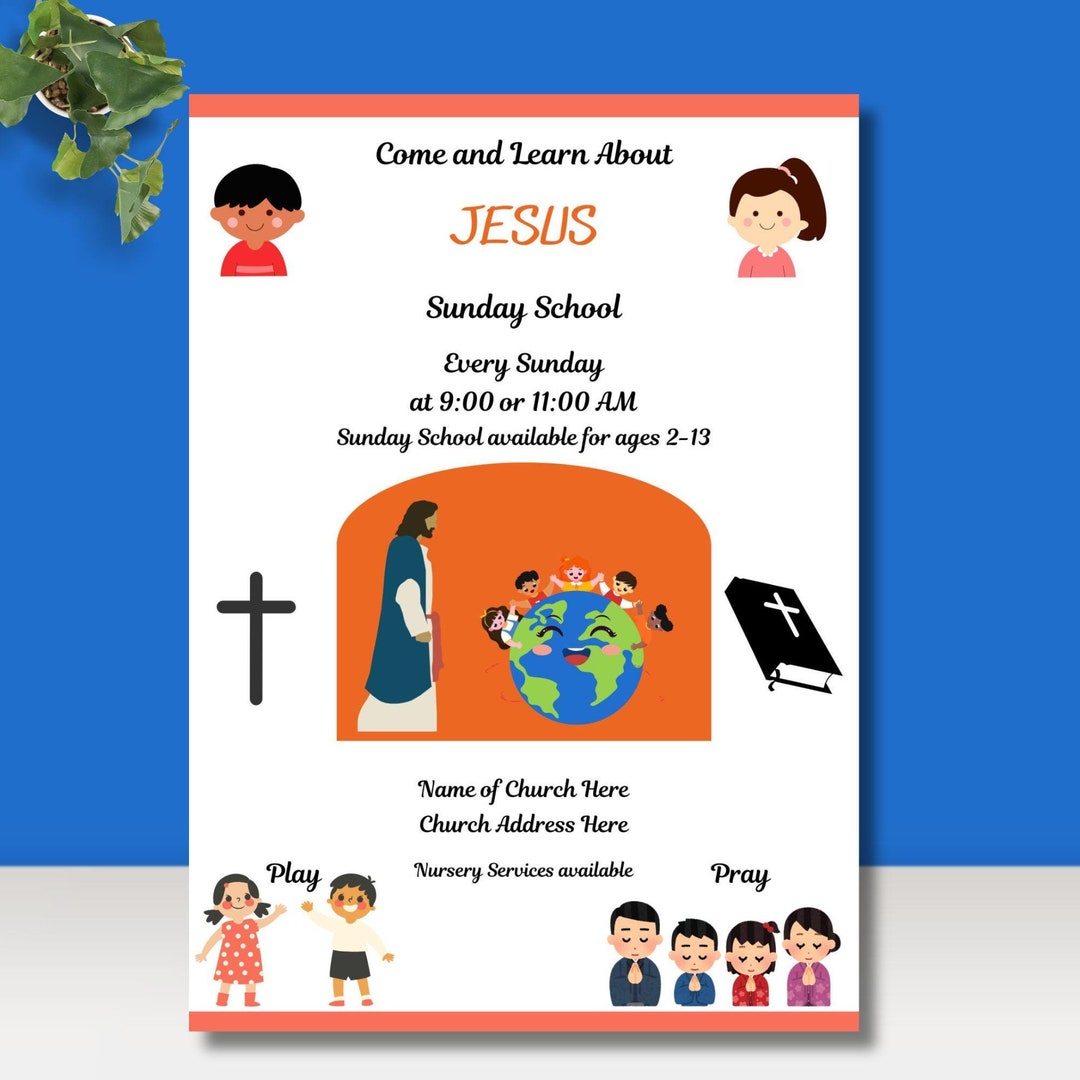 Editable Sunday School Invitation-instant Download-5x7-printable-church ...