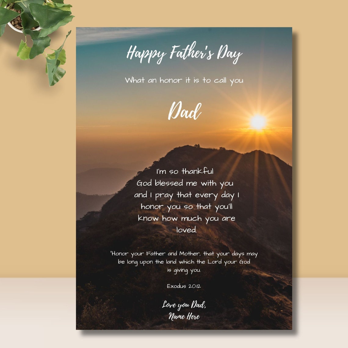 Editable Happy Father's Day Religious Card- 5x7-instant Download ...