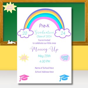 Editable Pre-kindergarten Graduation Invitation-kindergarten Graduation ...