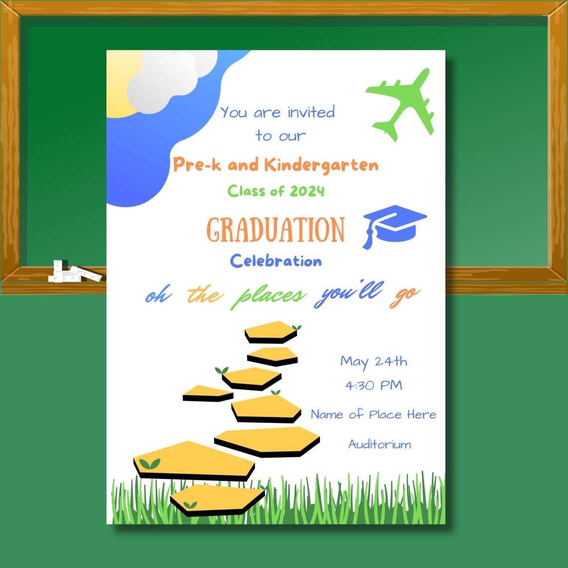 Editable Pre-kindergarten Graduation Invitation-kindergarten Graduation ...