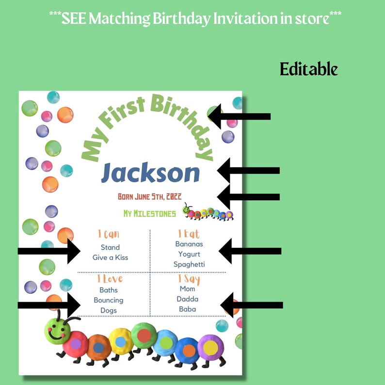Hungry Caterpillar Birthday Bundle -welcome Sign-invitation-editable ...