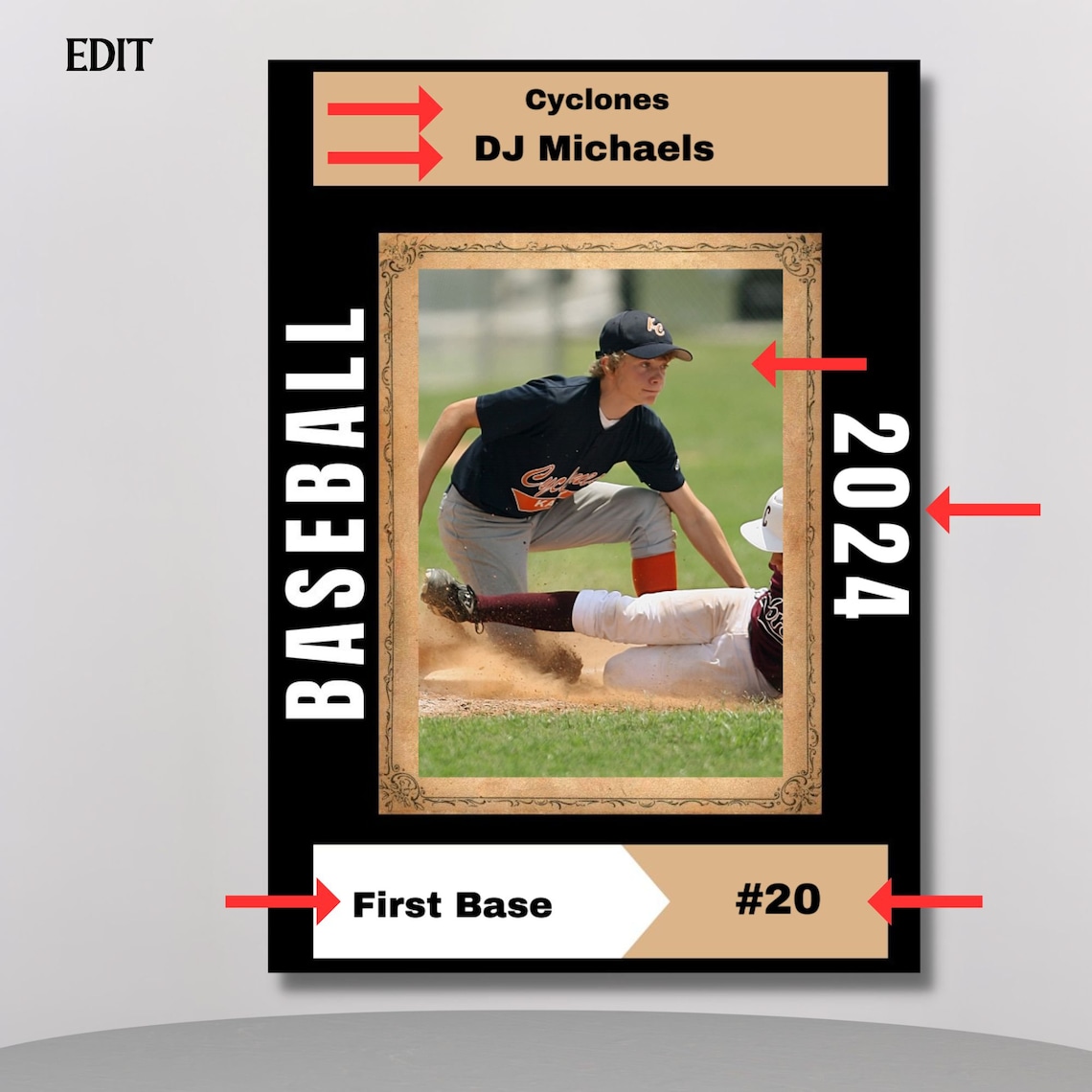 Baseball Trading Card Template-2.5 X 3.5 INSTANT DOWNLOAD Editable ...