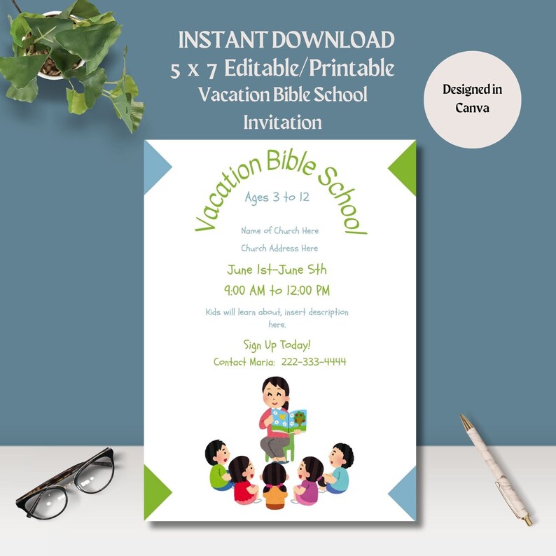 Vacation Bible School Invitation-instant Download-5x7-editable ...