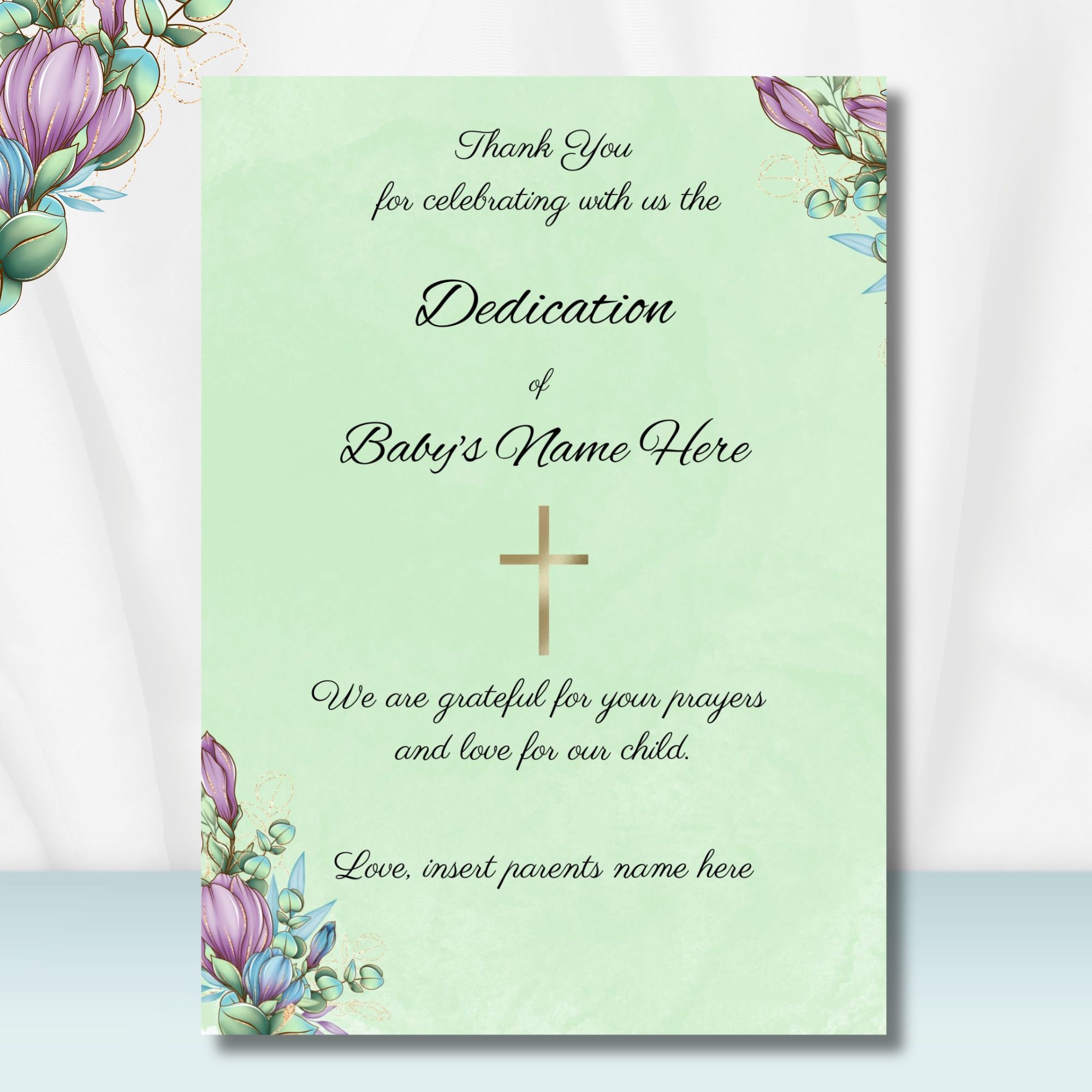 Baby Dedication Invitation-thank You Bundle-instant Download-editable ...