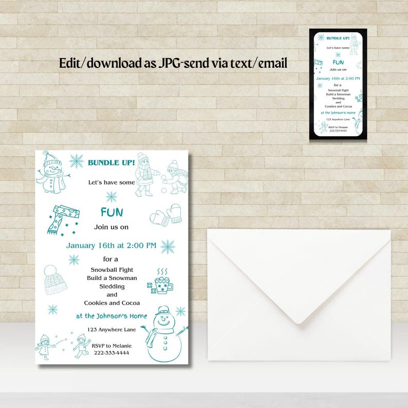 Winter Fun for Kids Party Invitation-editable-printable-5x7-instant ...