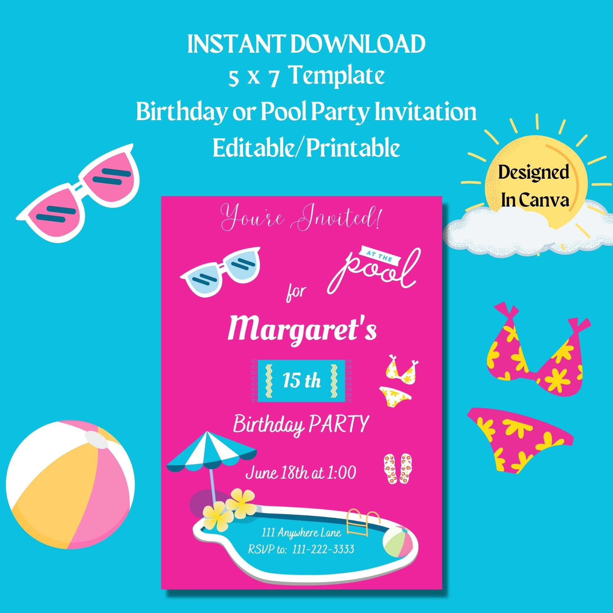 Free Printable, Customizable Pool Party Invitation, 49% OFF