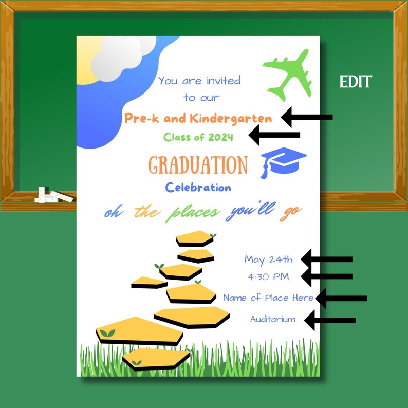 Editable Pre-kindergarten Graduation Invitation-kindergarten Graduation ...