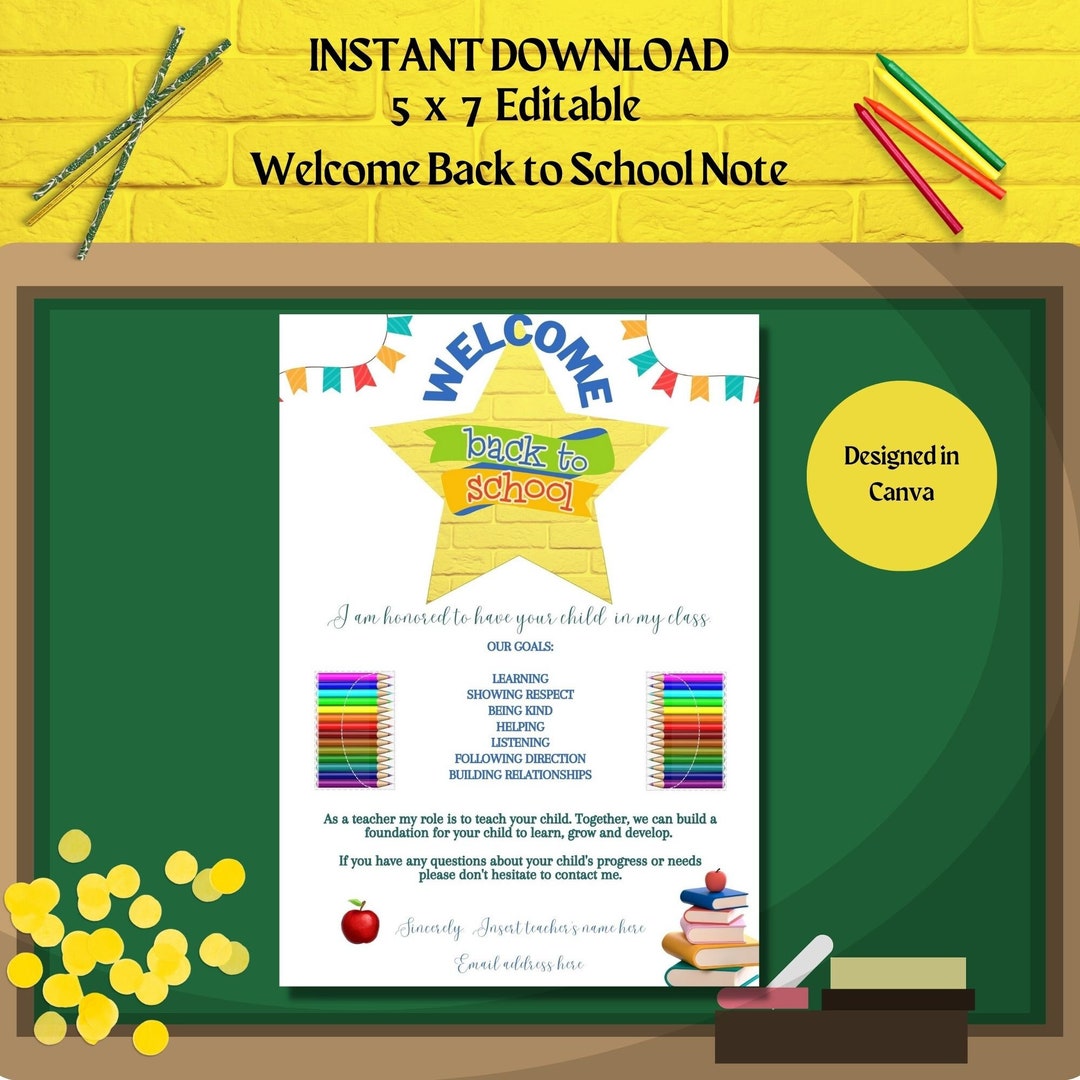 Welcome Back to School Editable Template-instant Download-5x7-for ...