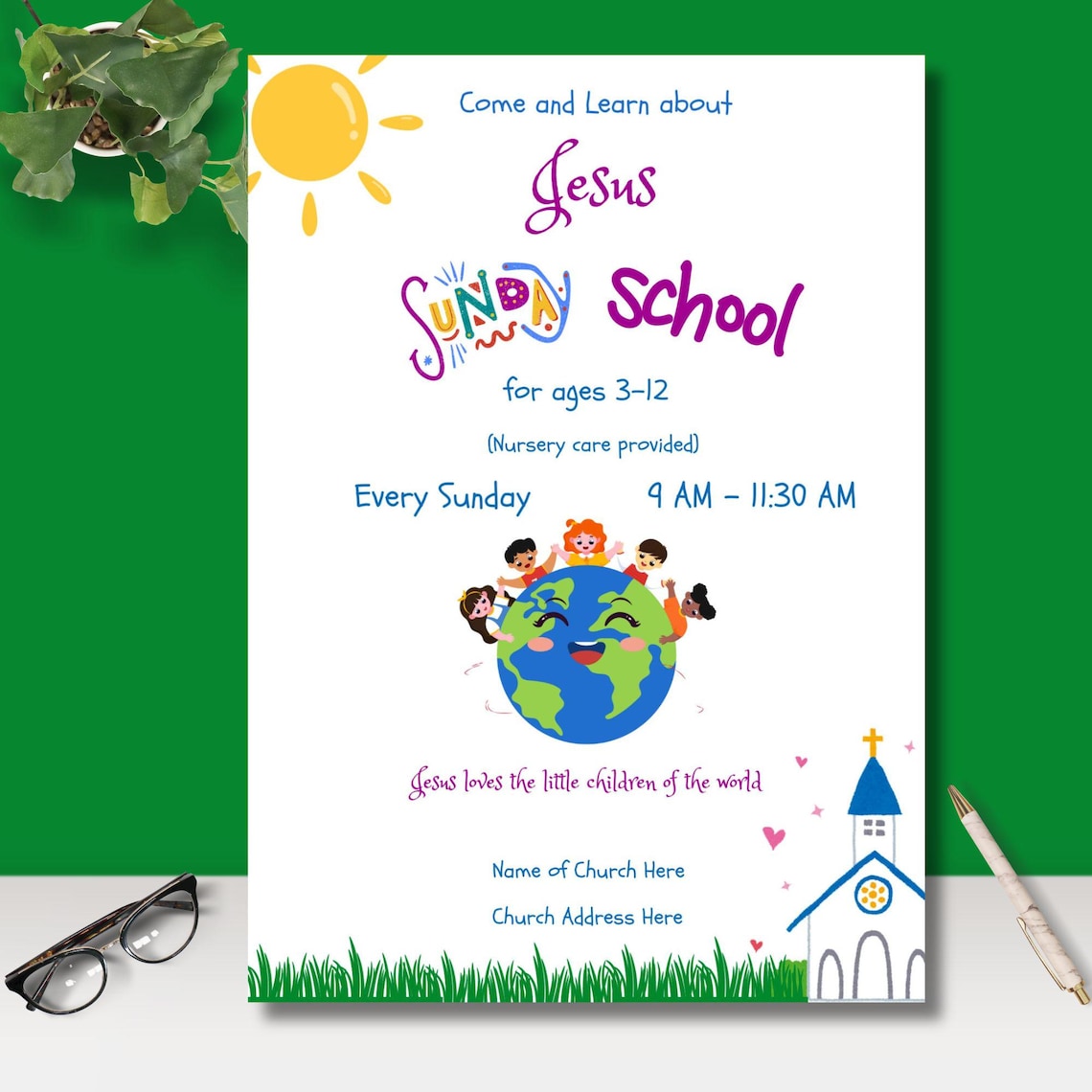 Editable Sunday School Invitation-instant Download-5x7-printable-church ...