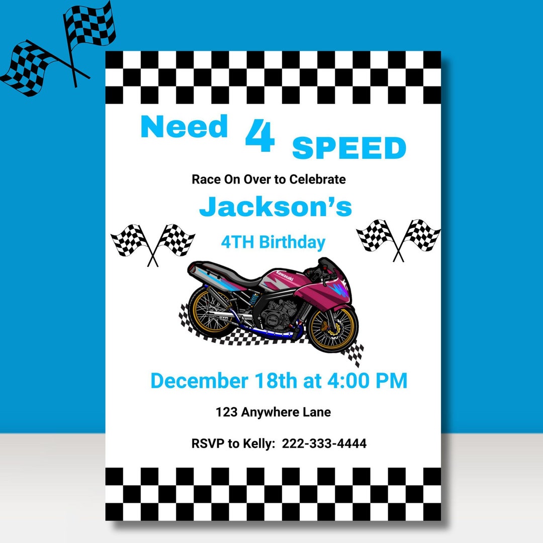 Need 4 Speed Birthday Invitation-racing-editable-printable-instant ...