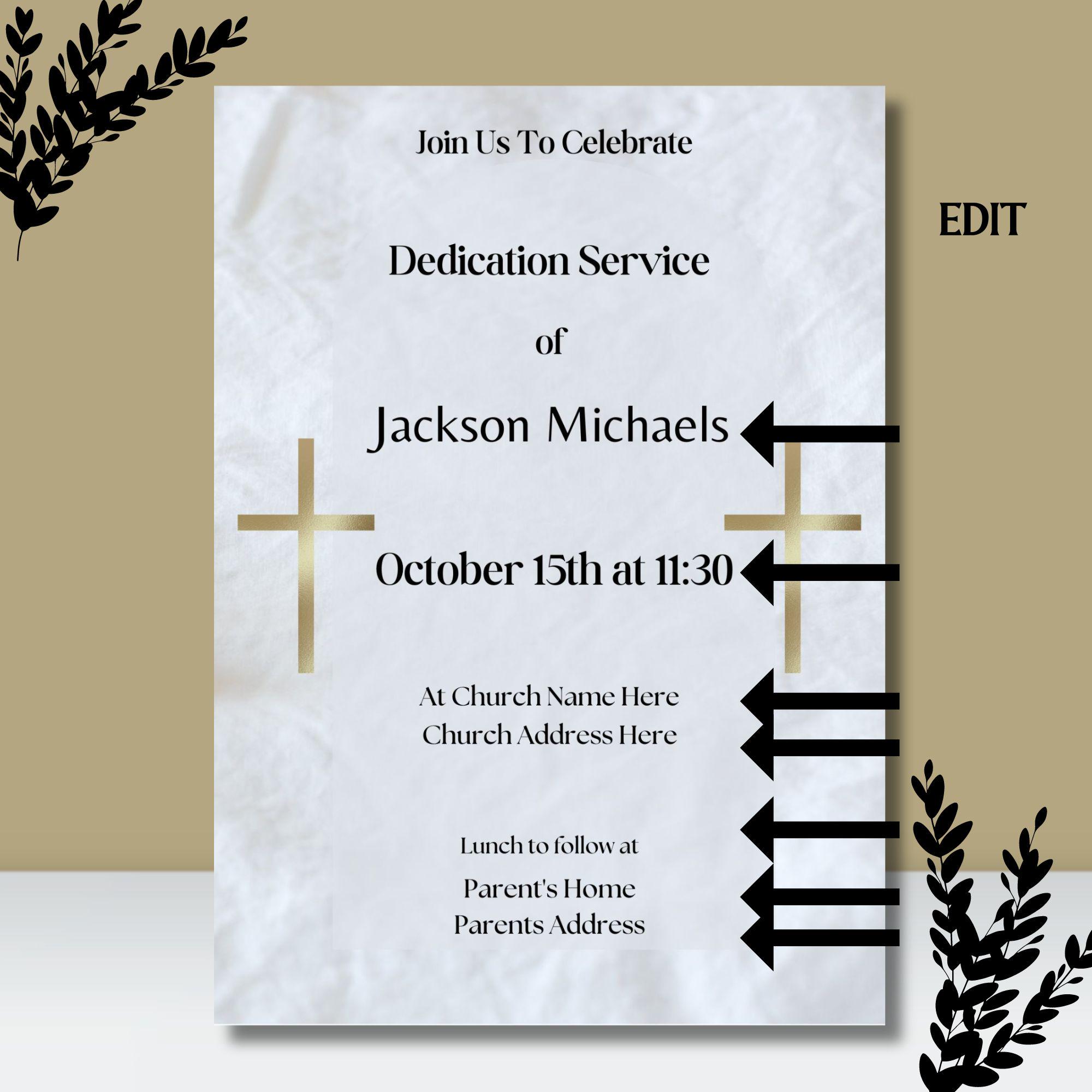 Baby's Dedication Invitation-instant Download-editable-printable 5x7 ...