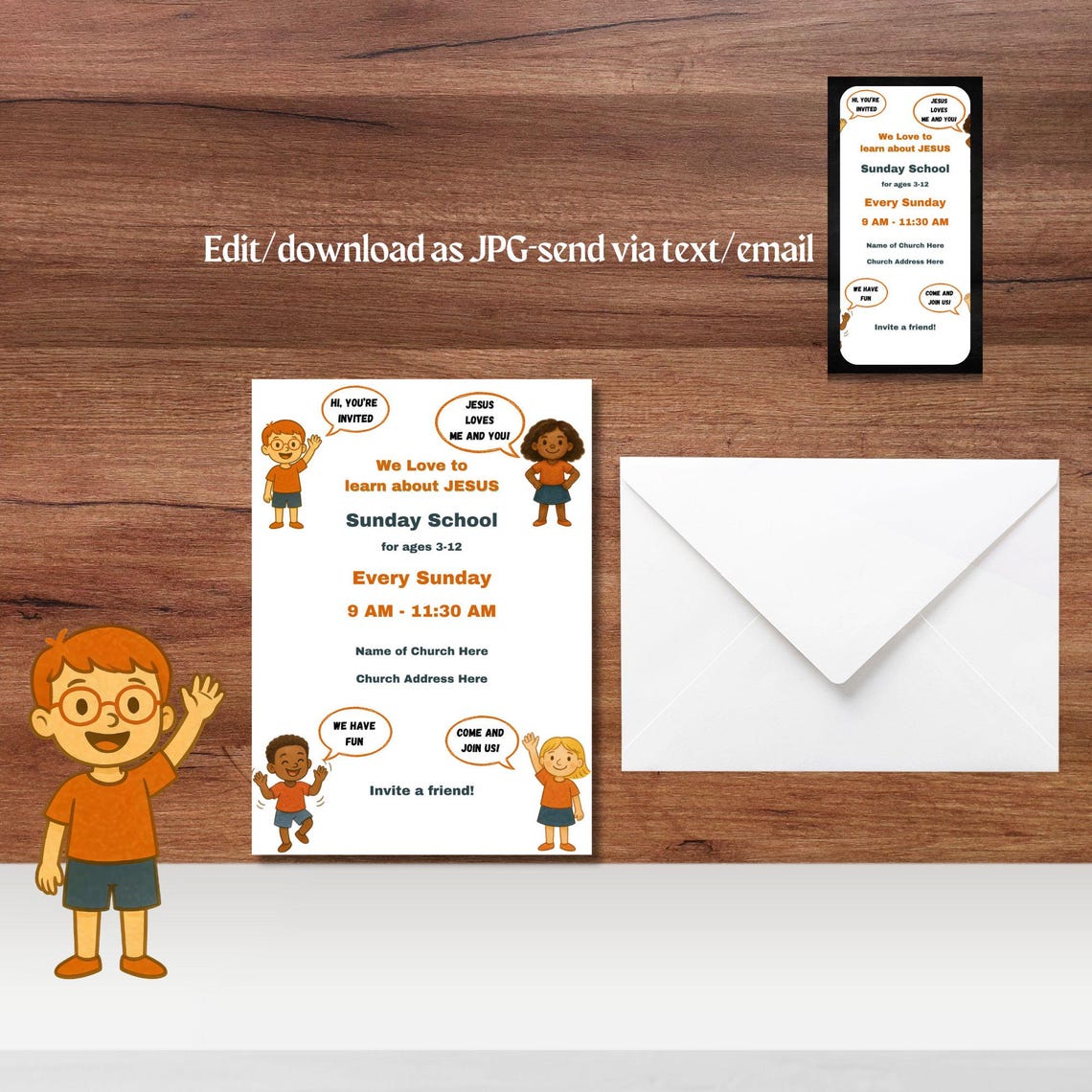 Editable Sunday School Invitation-instant Download-5x7-printable-church ...