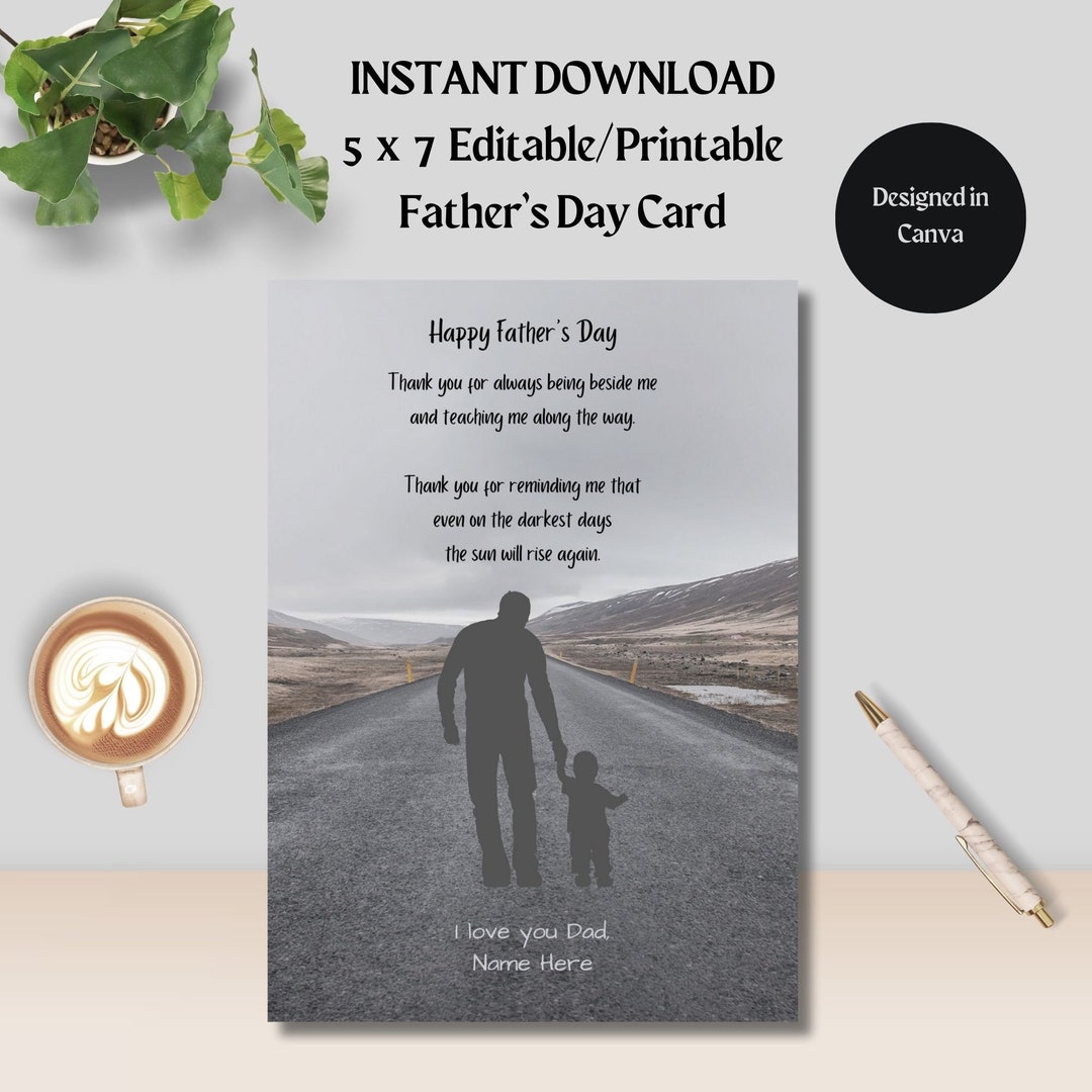 Editable Father's Day Card for Dad-printable- 5x7-instant Download ...