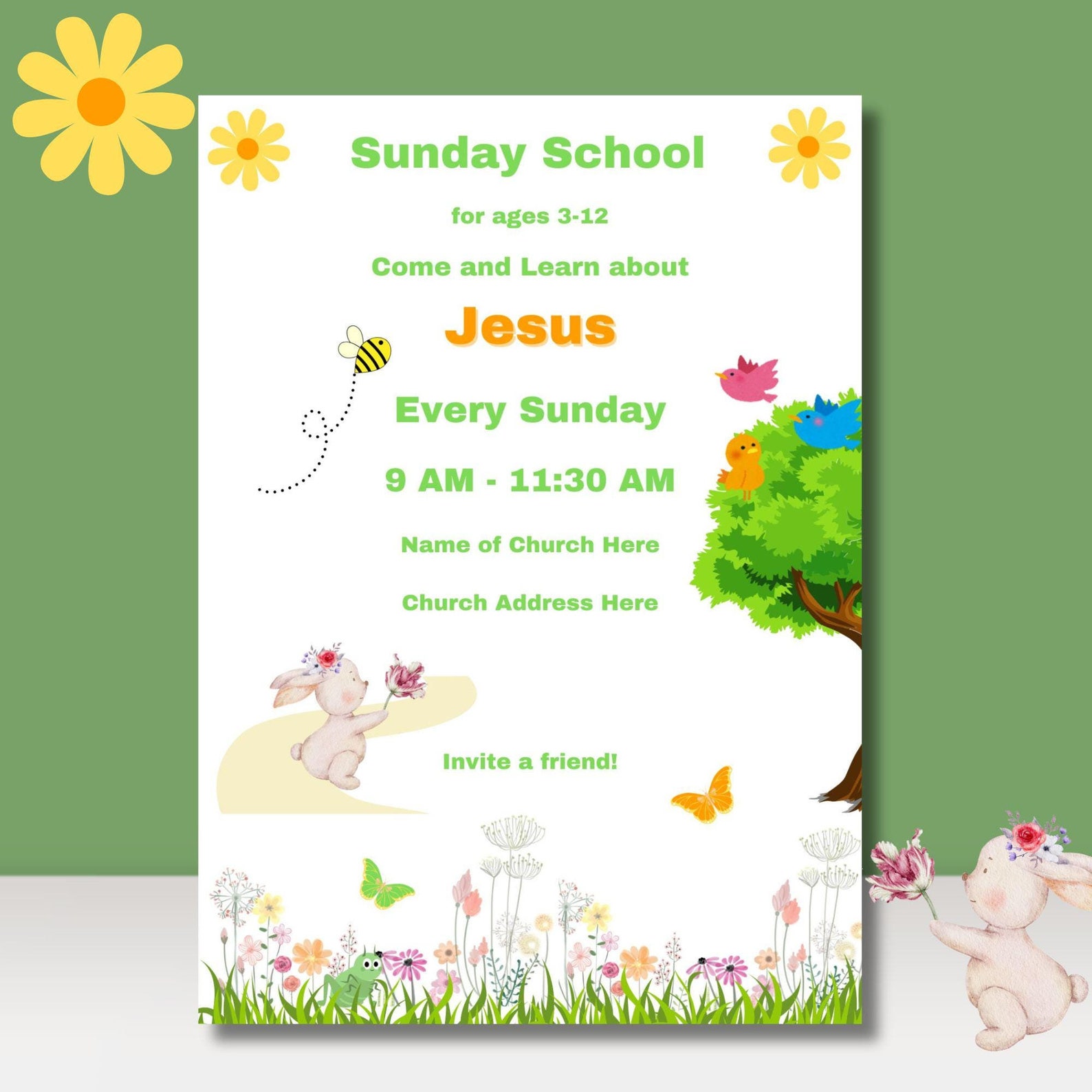 Sunday School Invitation-instant Download-5x7-editable-printable-church ...