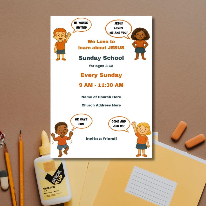 Editable Sunday School Invitation-instant Download-5x7-printable-church ...