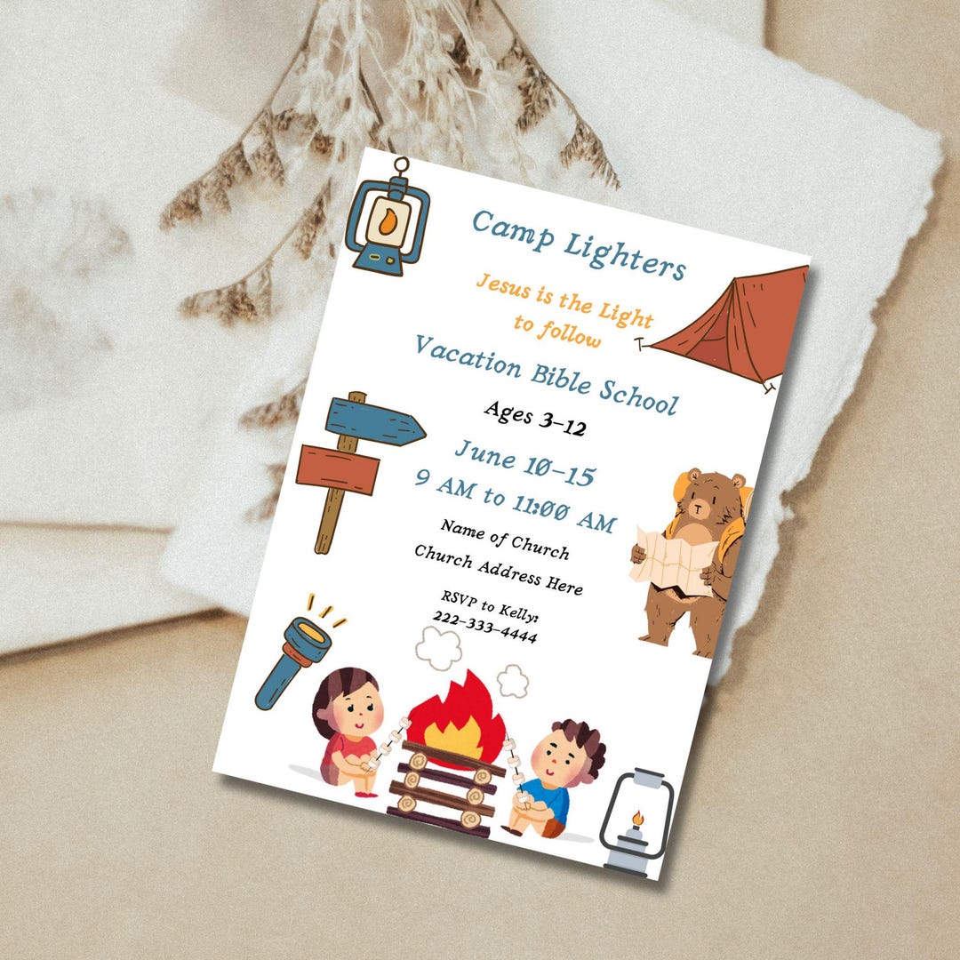 VBS Invitation-camp Lighters-instant Download-5x7-editable-printable ...