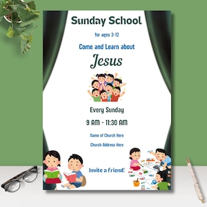 Editable Sunday School Invitation-instant Download-5x7-printable-church ...