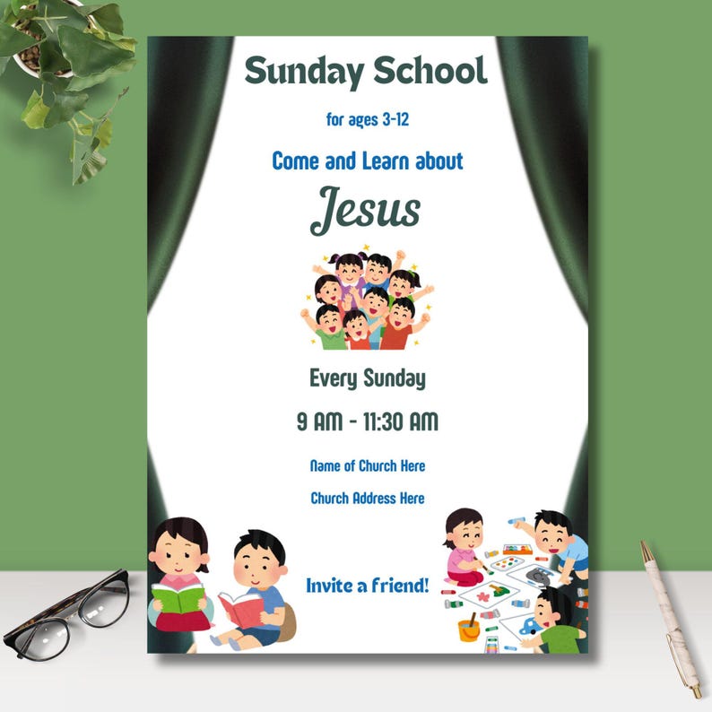 Editable Sunday School Invitation-instant Download-5x7-printable-church ...