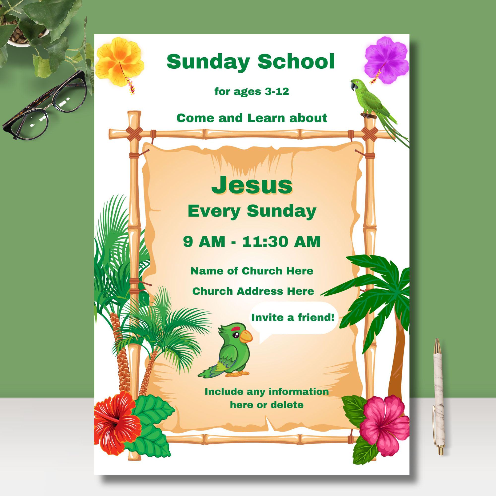 Sunday School Invitation-or VBS-INSTANT Download-5x7-editable-printable ...