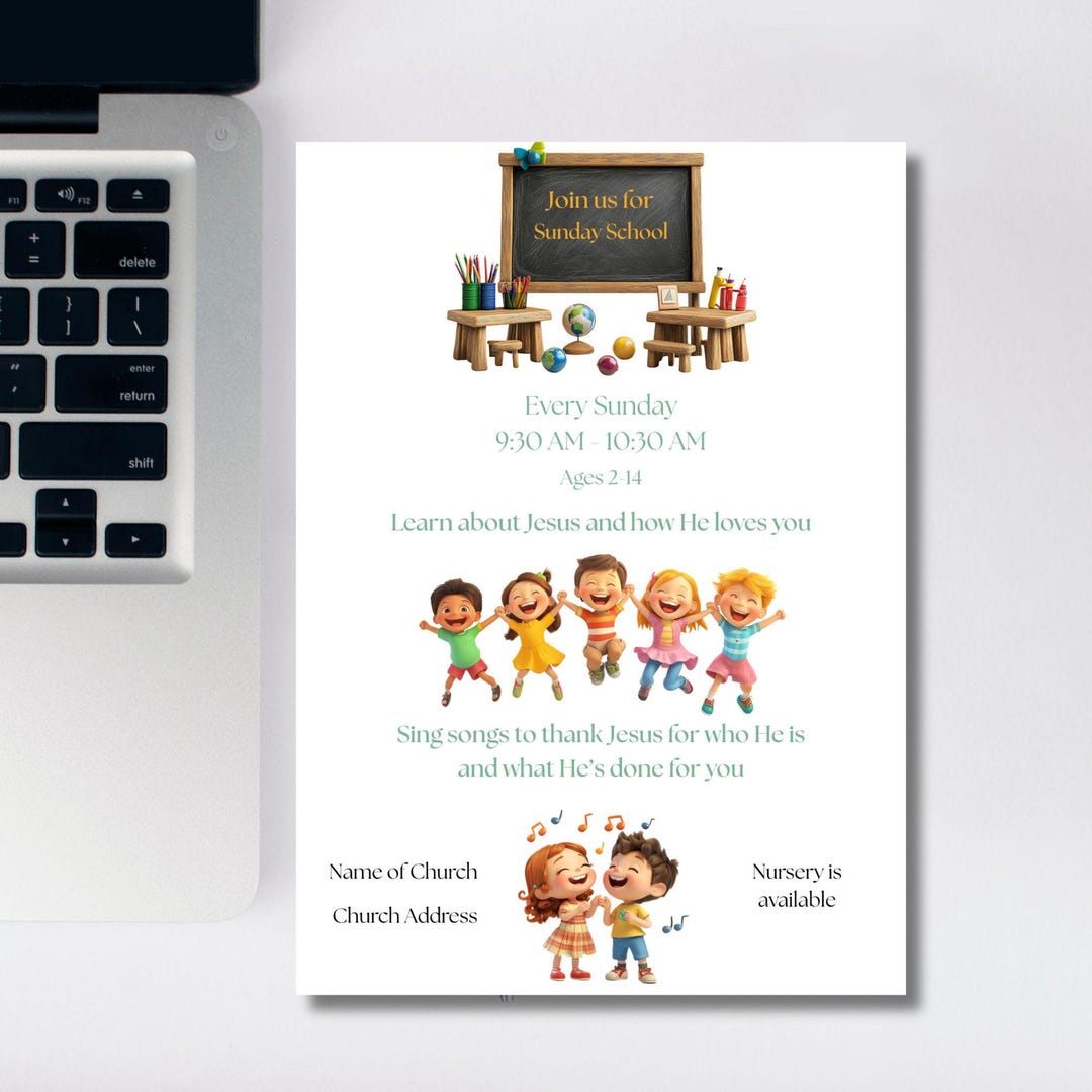 Editable Sunday School Invitation-instant Download-5x7-printable-church ...