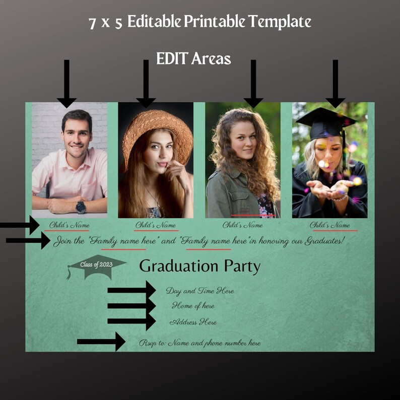 Joint Graduation Party Invitation four Person Grad Party - Etsy