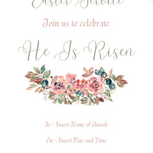 Easter Celebration Service Invitation-he is Risen-instant Download ...