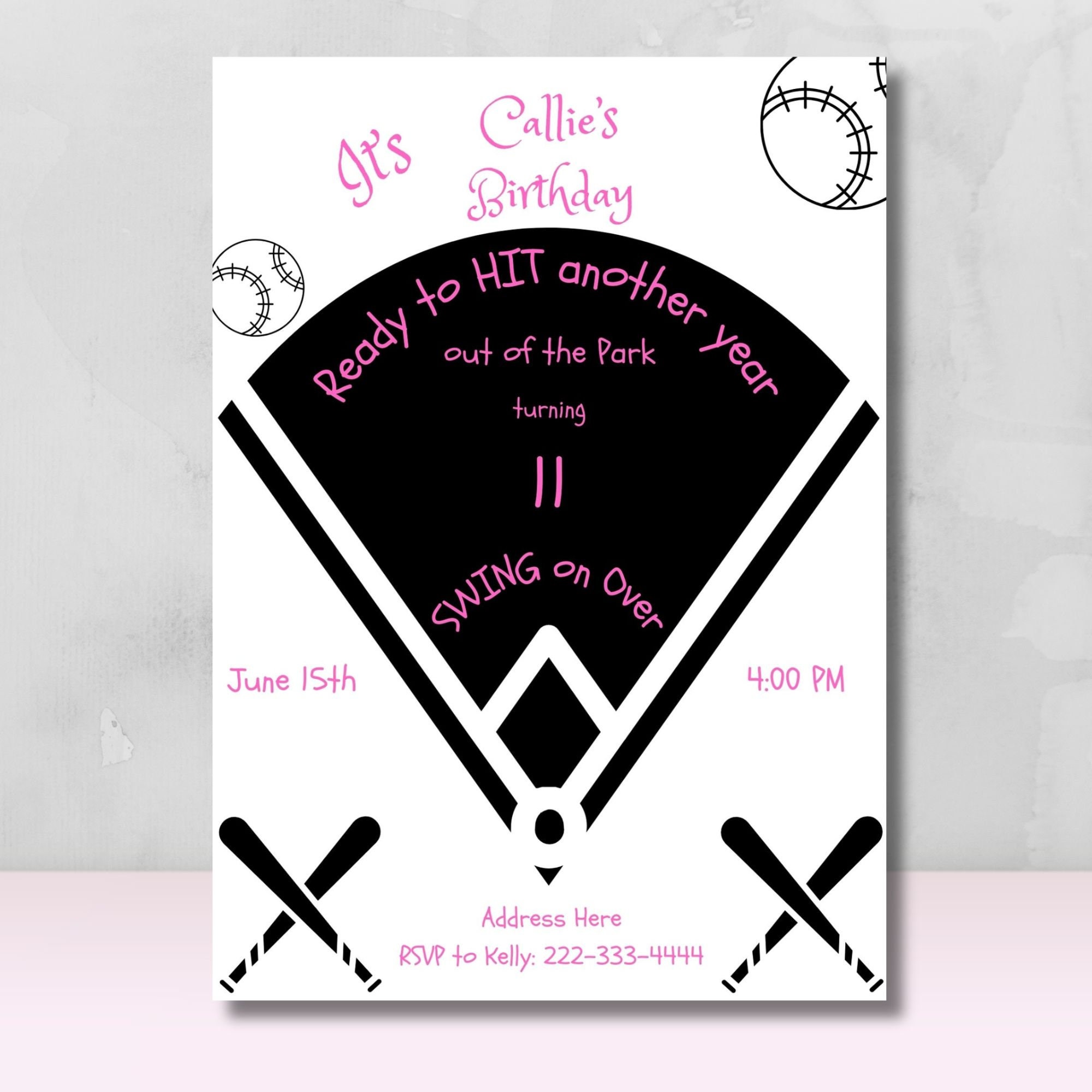 Editable Softball Birthday Invitation-5 X 7-INSTANT DOWNLOAD- Printable ...