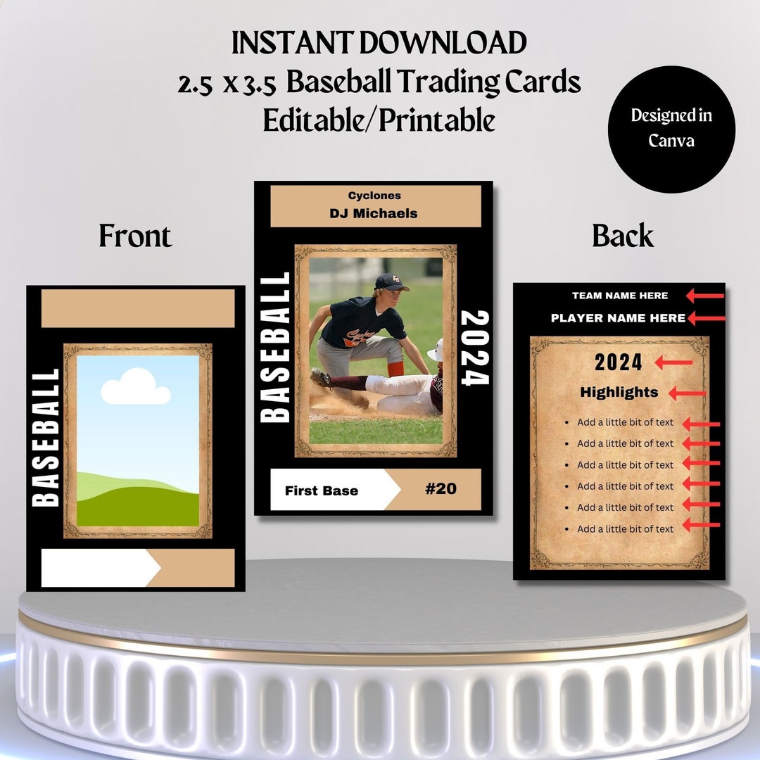 Baseball Trading Card Template-2.5 X 3.5 INSTANT DOWNLOAD Editable ...