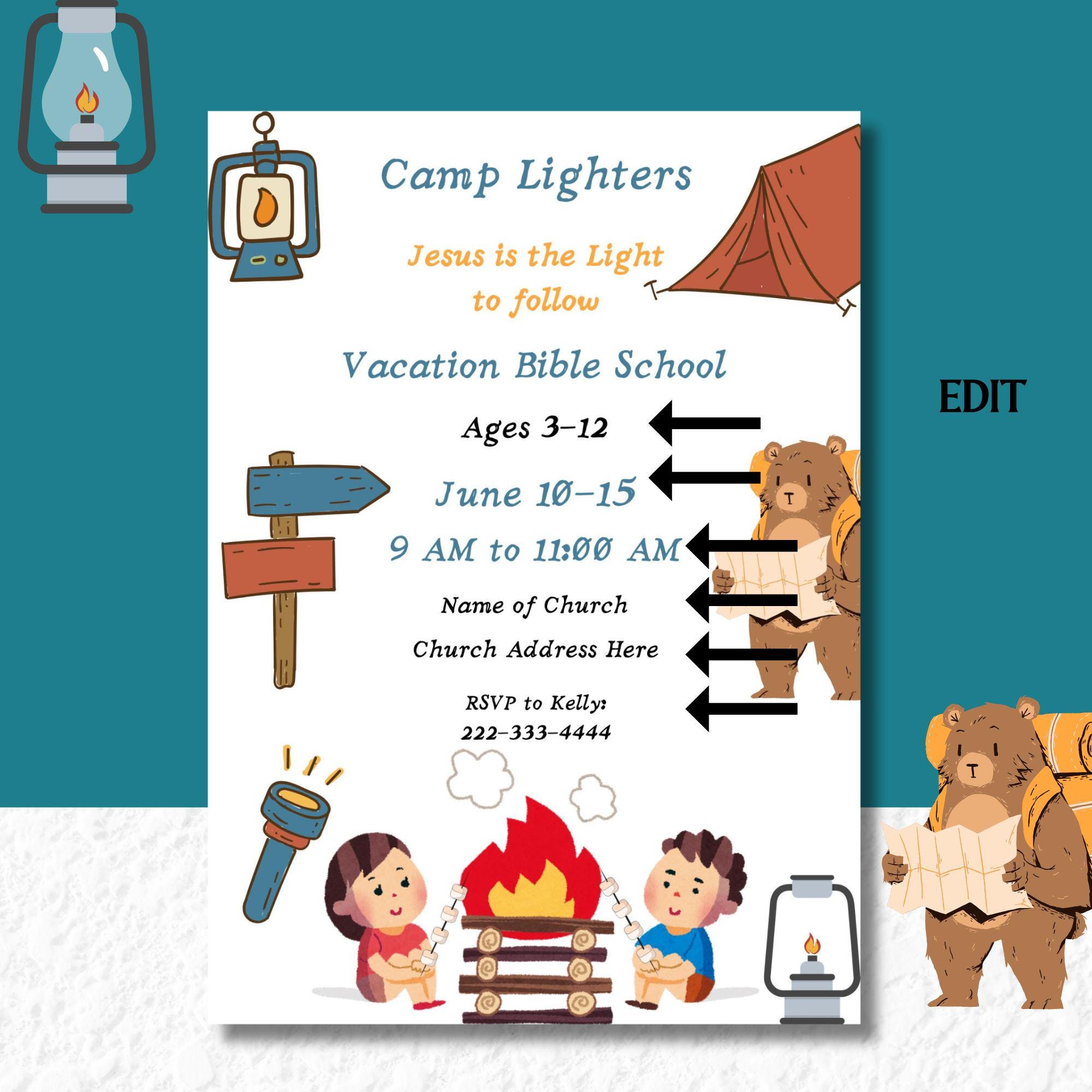 VBS Invitation-camp Lighters-instant Download-5x7-editable-printable ...