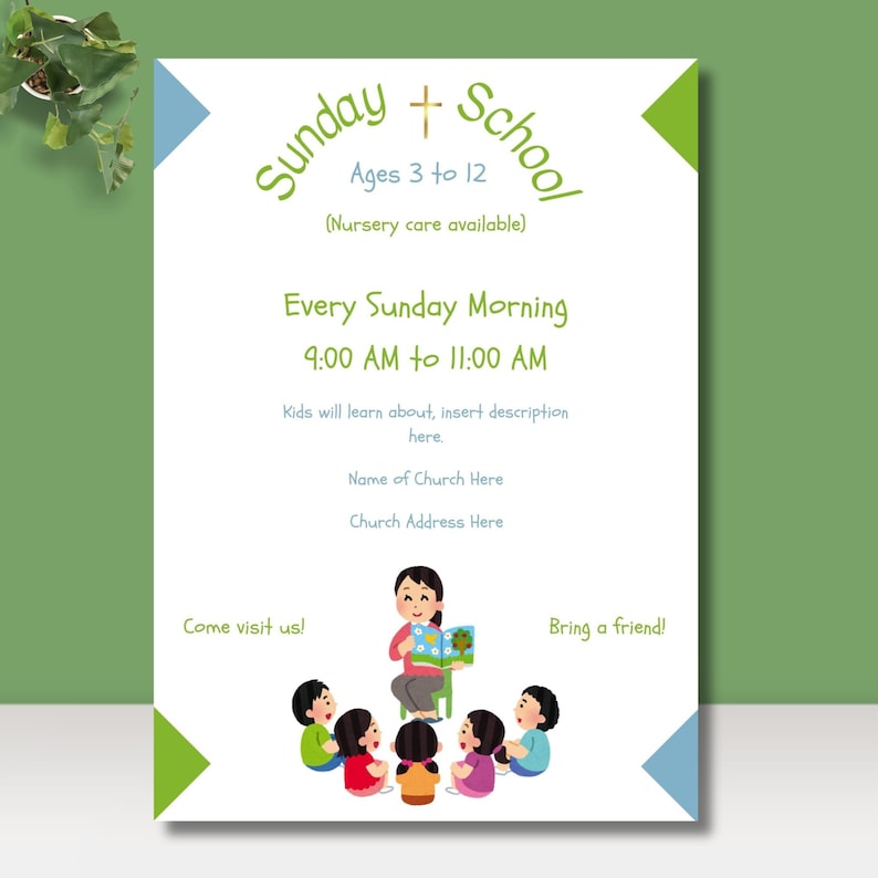 Editable Sunday School Invitation-instant Download-5x7-printable-church ...