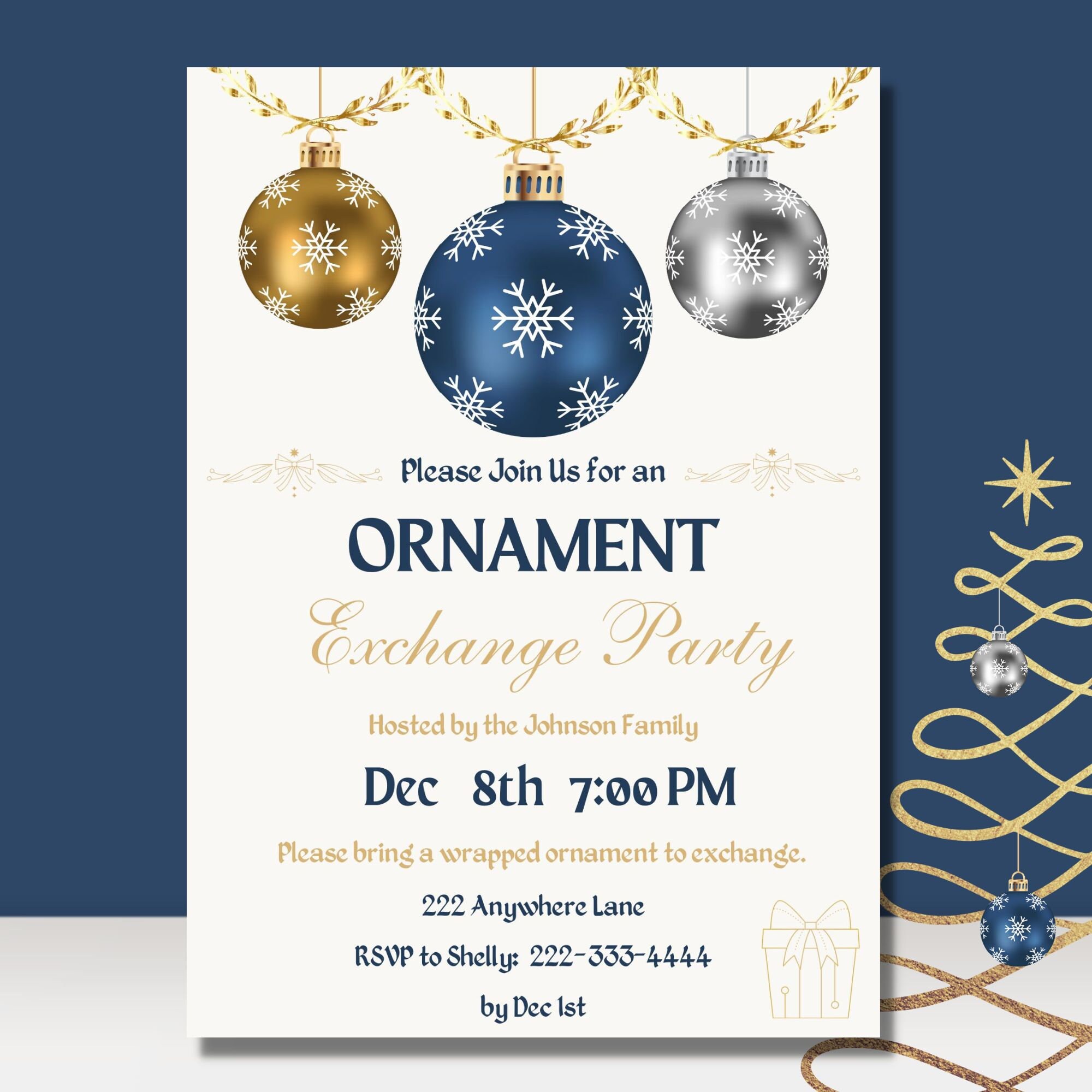 Ornament Exchange Party Invitation-editable-printable-instant Download ...
