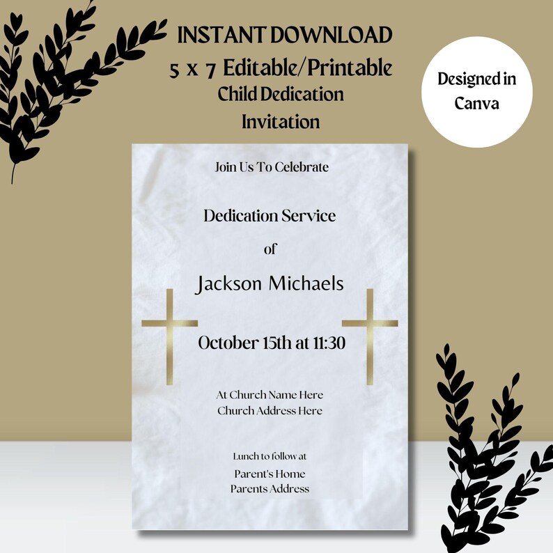 Baby's Dedication Invitation-instant Download-editable-printable 5x7 ...