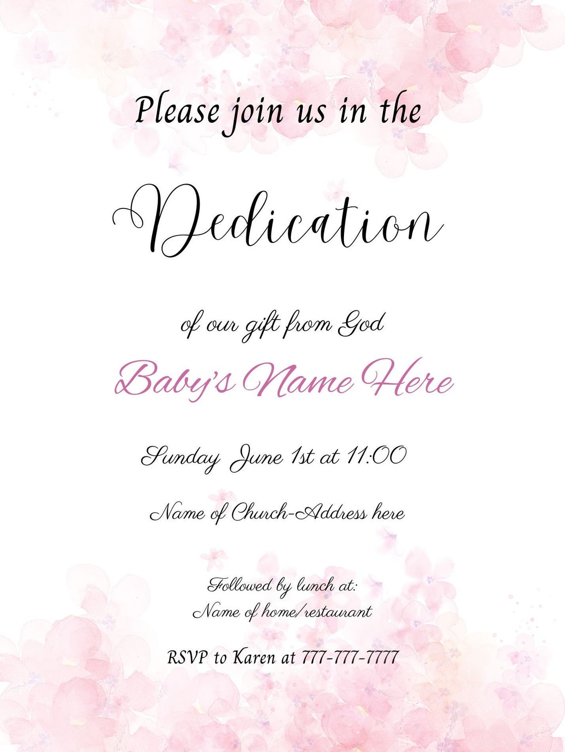 Baby's Dedication Invitation-thank You-keepsake-instant Access-editable ...