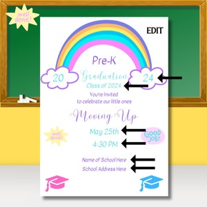 Editable Pre-kindergarten Graduation Invitation-kindergarten Graduation ...