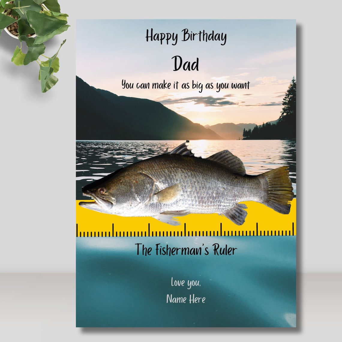 Printable Happy Birthday Card for Dad -for a Fisherman-instant DOWNLOAD ...