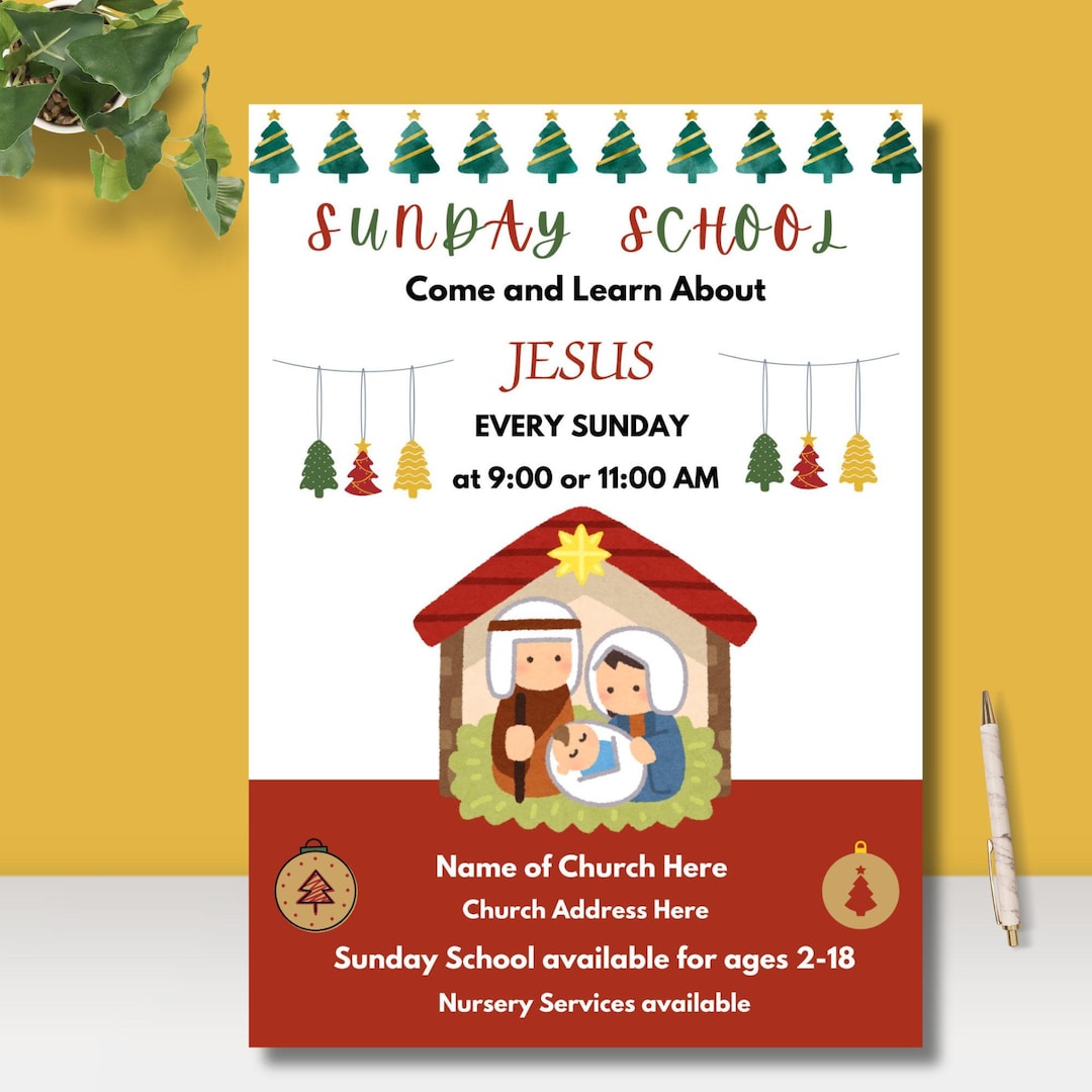 Editable Sunday School Invitation-instant Download-5x7-printable-church ...