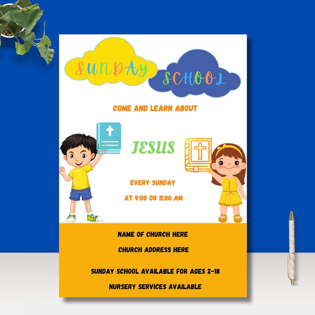 Editable Sunday School Invitation-instant Download-5x7-printable-church ...
