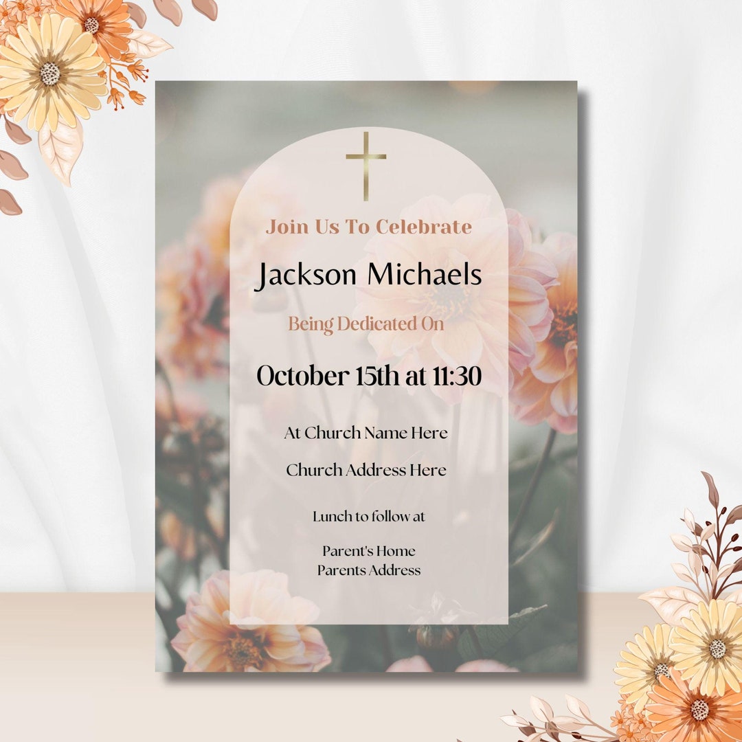 Editable Christian Baby Dedication Invitation-template-instant Download ...