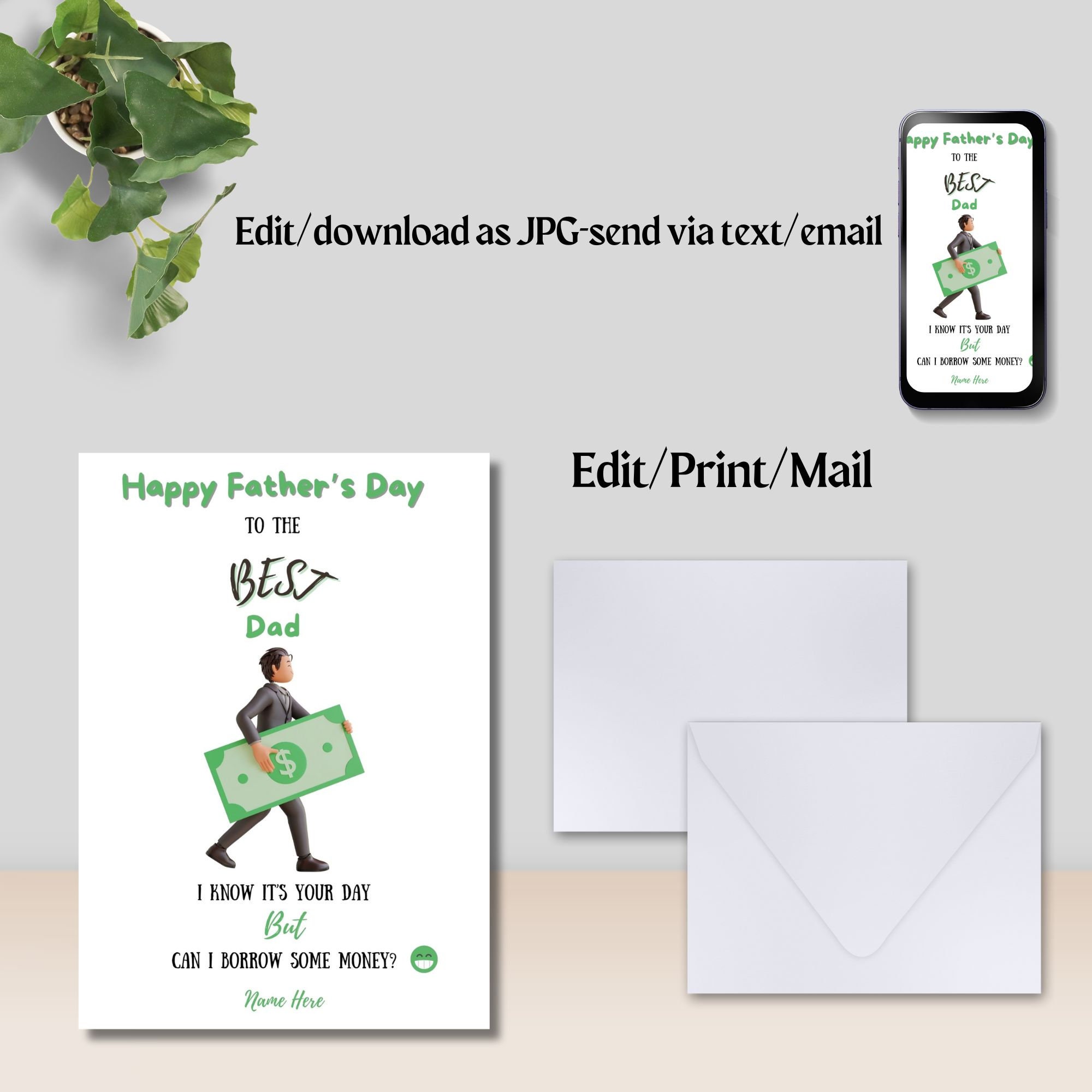 Editable Funny Happy Father's Day Card 5x7-instant Download-humorous ...