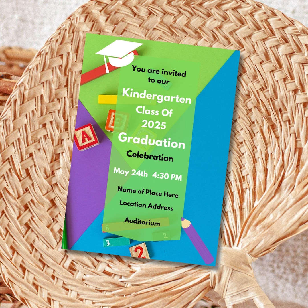 Editable Kindergarten Graduation Invitation-kindergarten Graduation ...