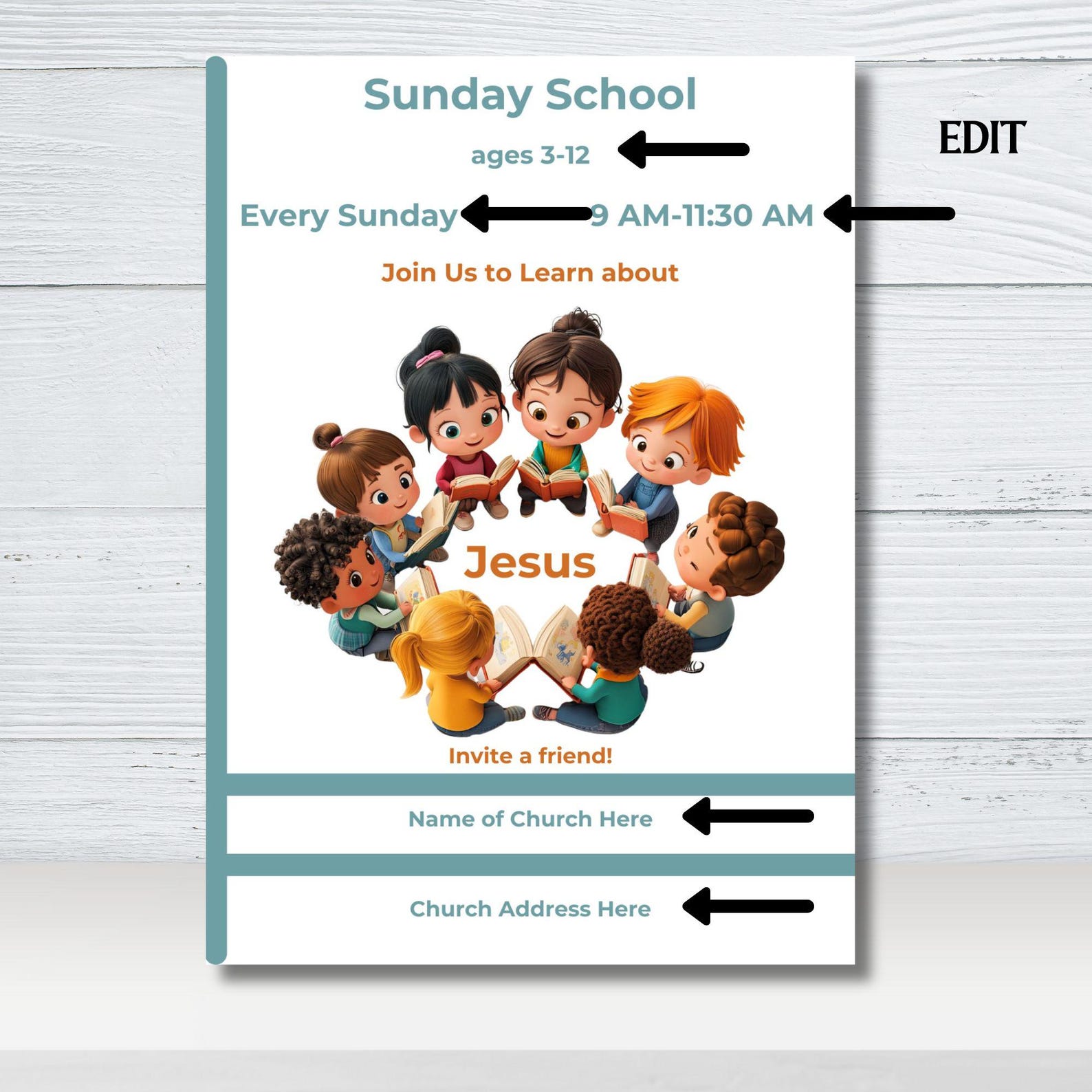 Sunday School Invitation-instant Download-5x7-editable-printable-church ...